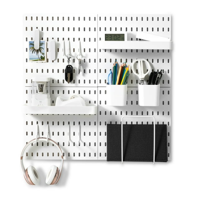 "VUSIGN White Pegboard Kit with 4 Boards, 14 Accessories, Wall Mount ...