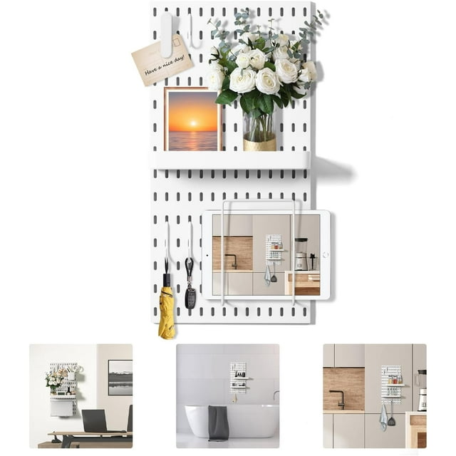 VUSIGN White 11" x 22" Pegboard Kit with 10 Hanging Accessories for Organization - Walmart.com