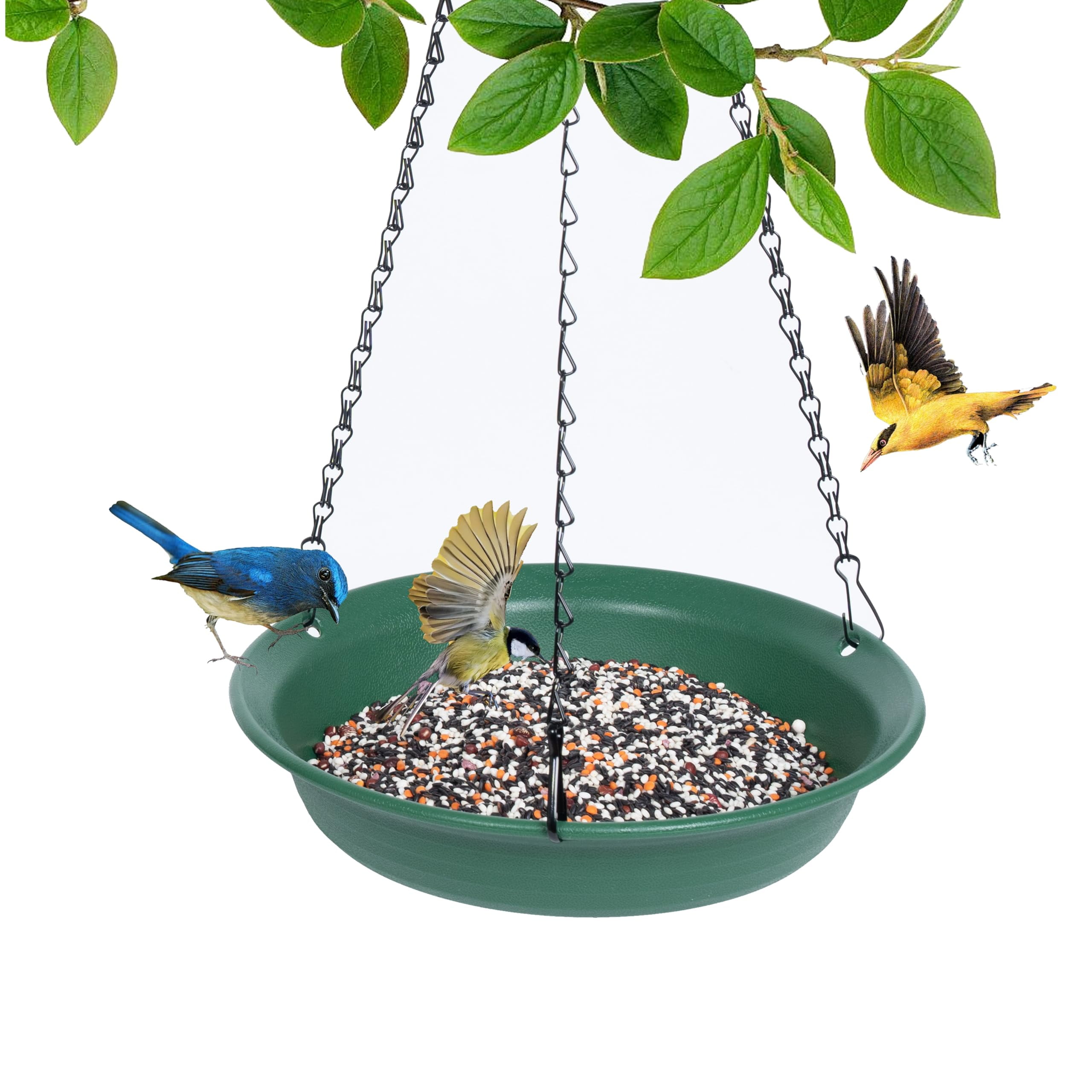 VUWEZ Hanging Bird Feeder with Hole, AIS1 Platform Flat Bird Seed Tray ...