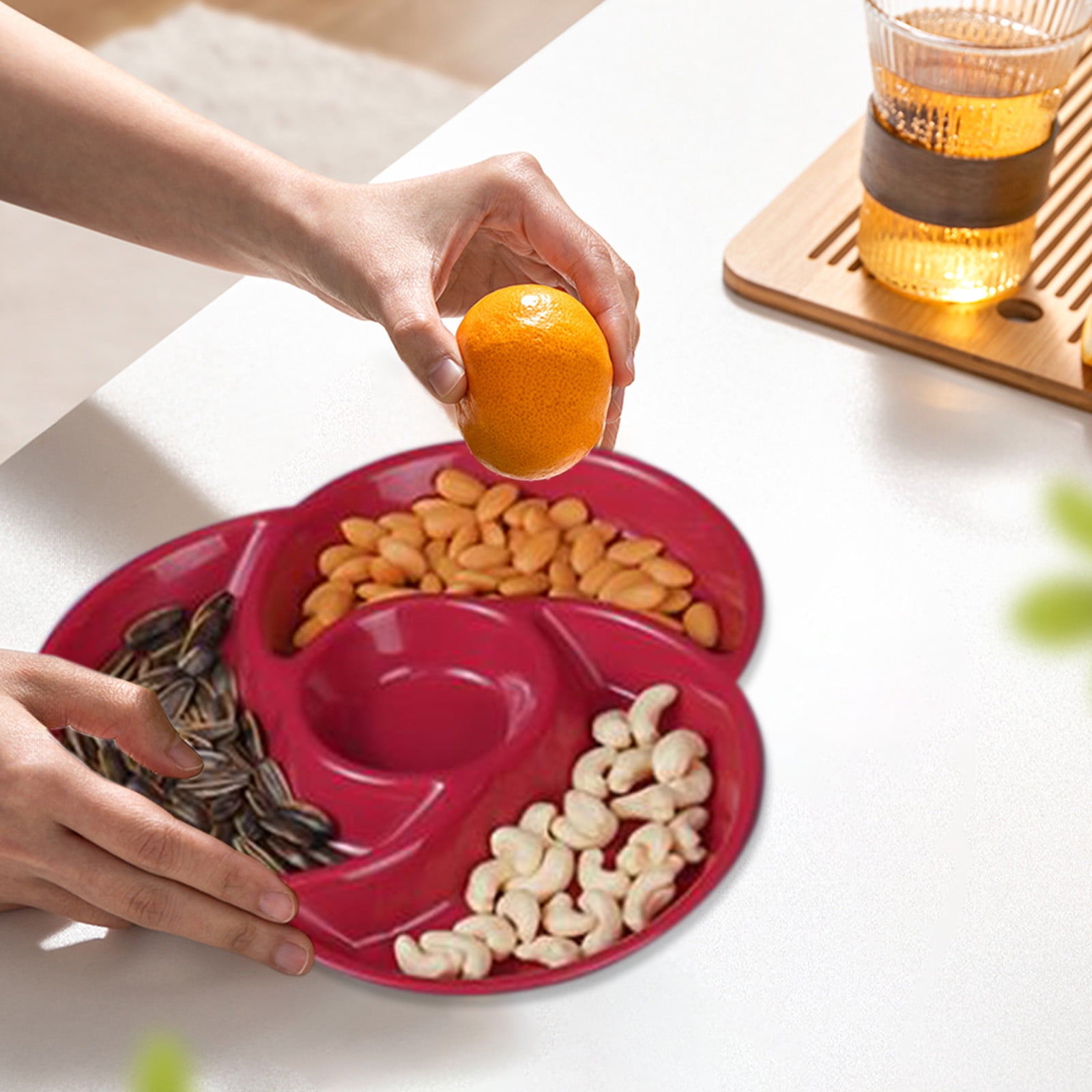 Qinghuai Appetizer Platter with 4 Compartment, Flower-shaped Candy and ...