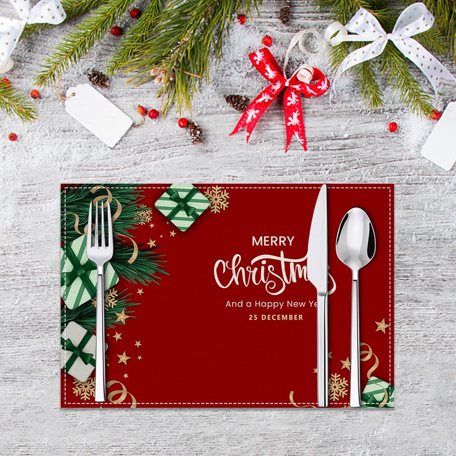 Qinghuai Christmas Placemats Table Placemats Linen Seasonal Table Mats ...