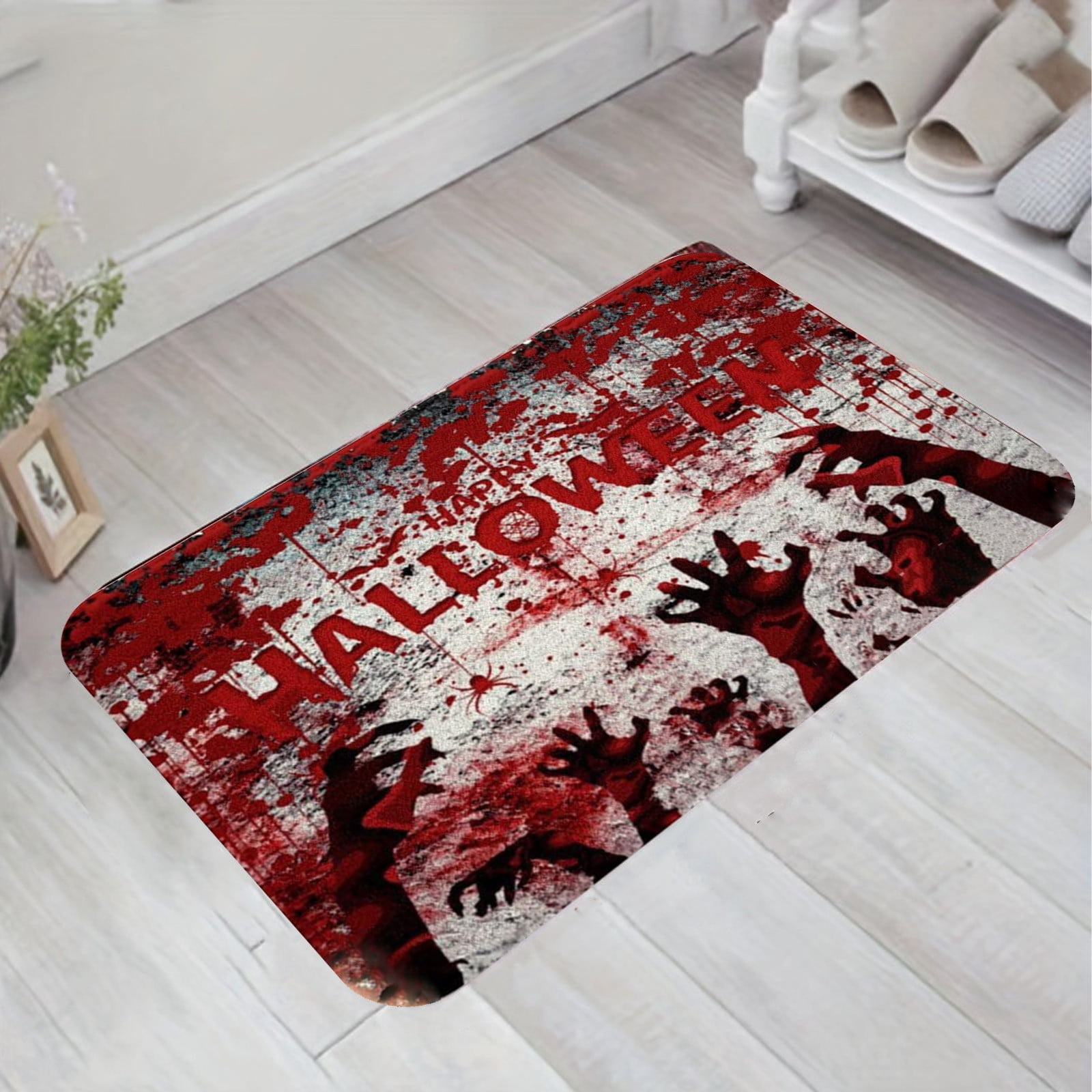 Qinghuai Clearance Bloody Halloween Bath Mat Scary Bloody Red Hand ...