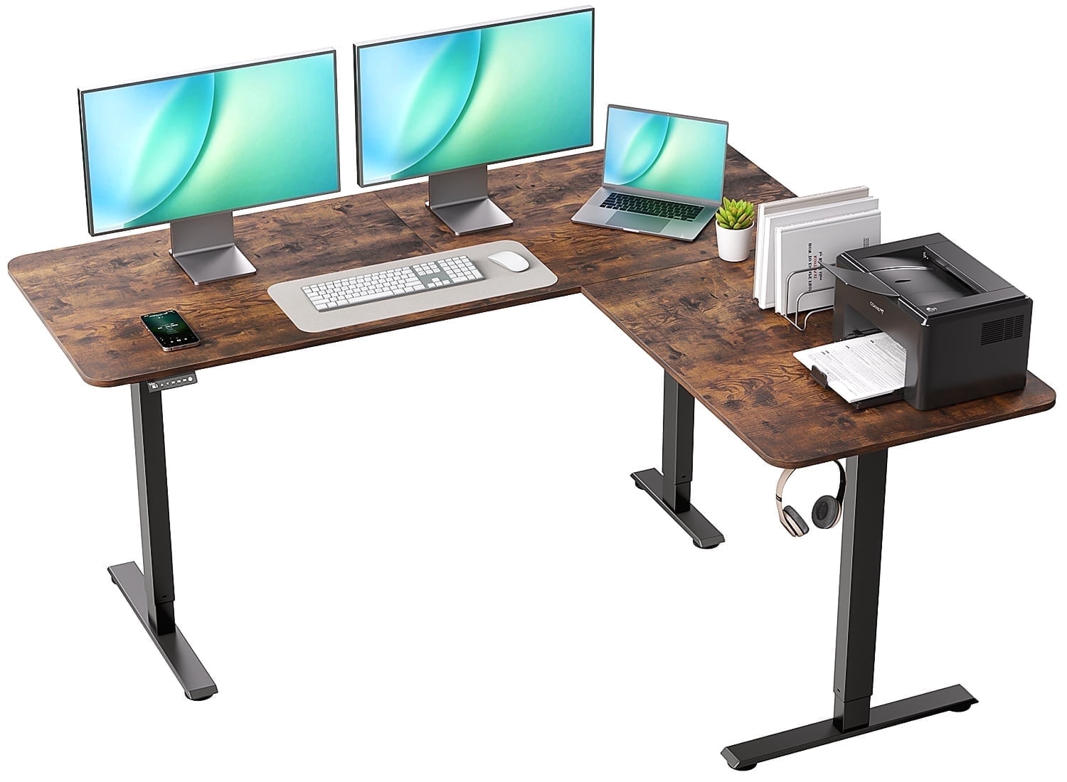 VVENACE L-Shaped Electric Standing Desk 63 inch Stand up Corner ...