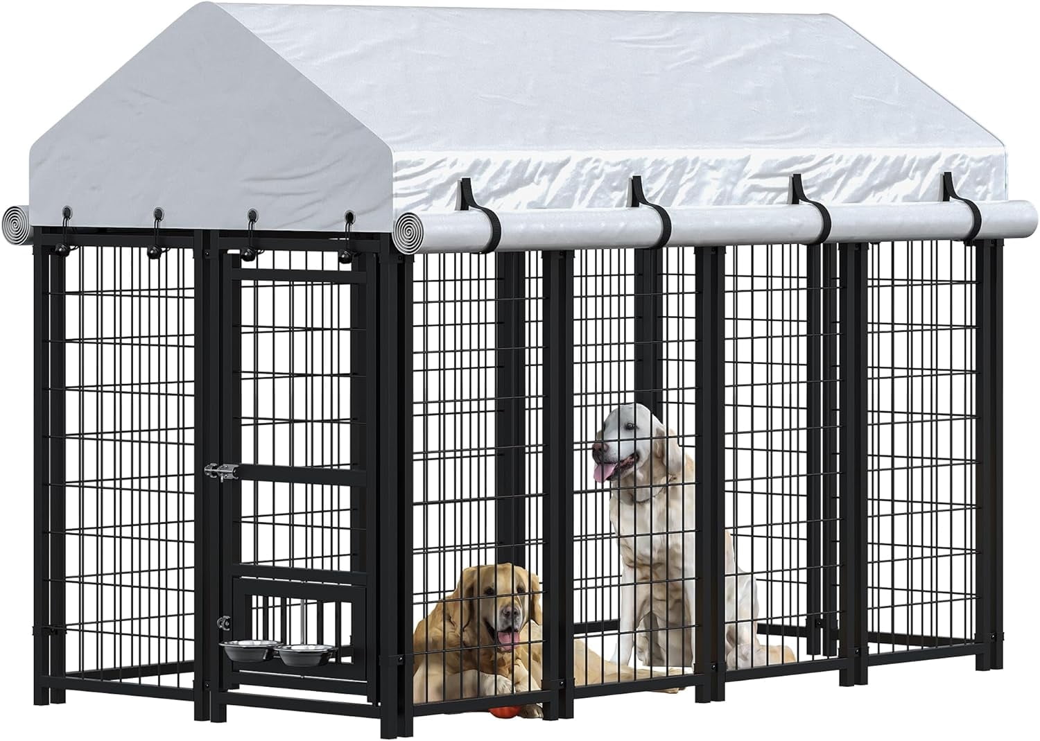 VVFLU Dog Kennel Outside with Roof, 8'x6'x4' Outdoor Dog Kennels for ...