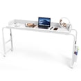 VVFLU Overbed Table with Wheels, Mobile Bed Table with Adjustable Height Length, Desk for Bed ...