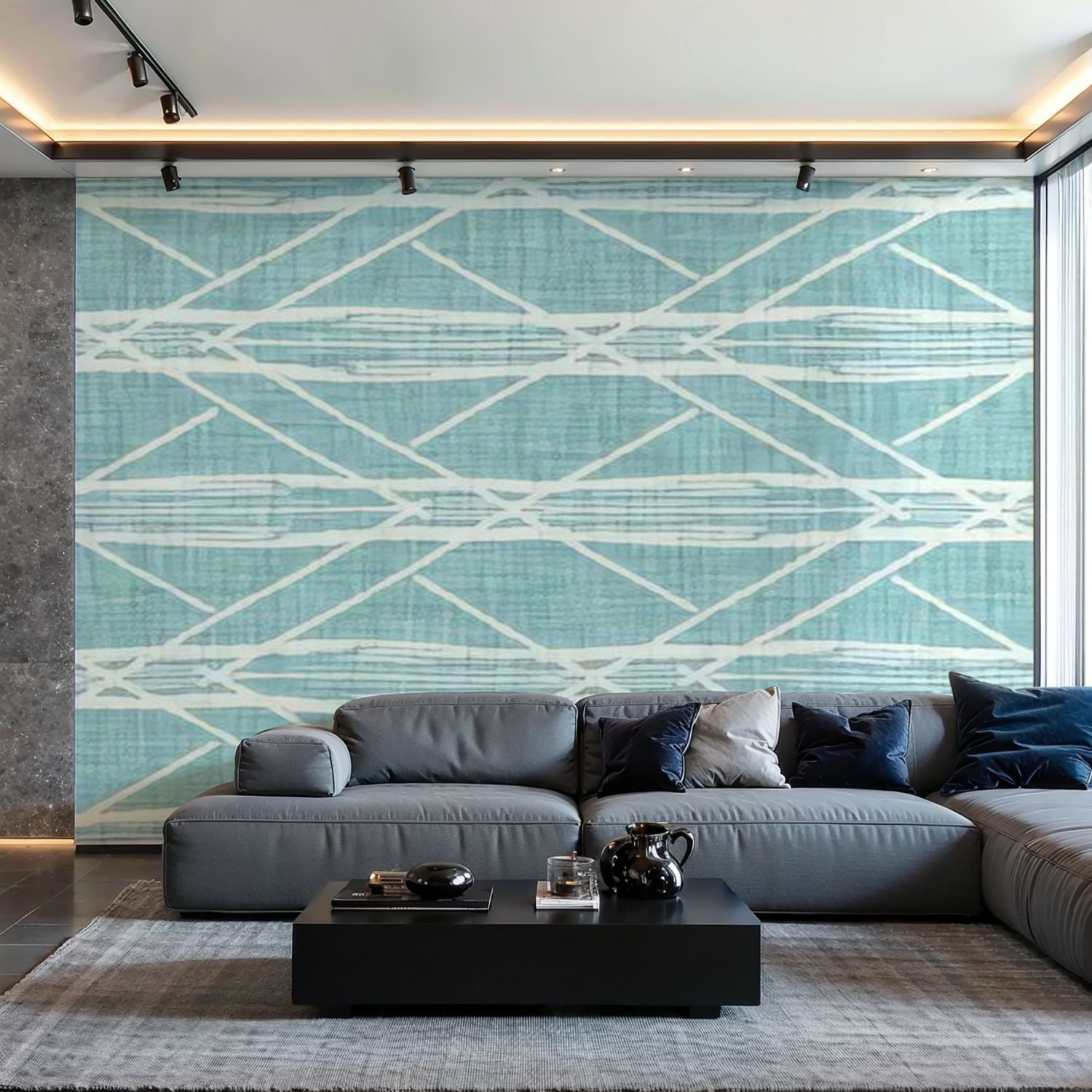 VVLUXIDECO Canvas Wall Mural Peel and Stick Large Wallpaper Aegean teal ...
