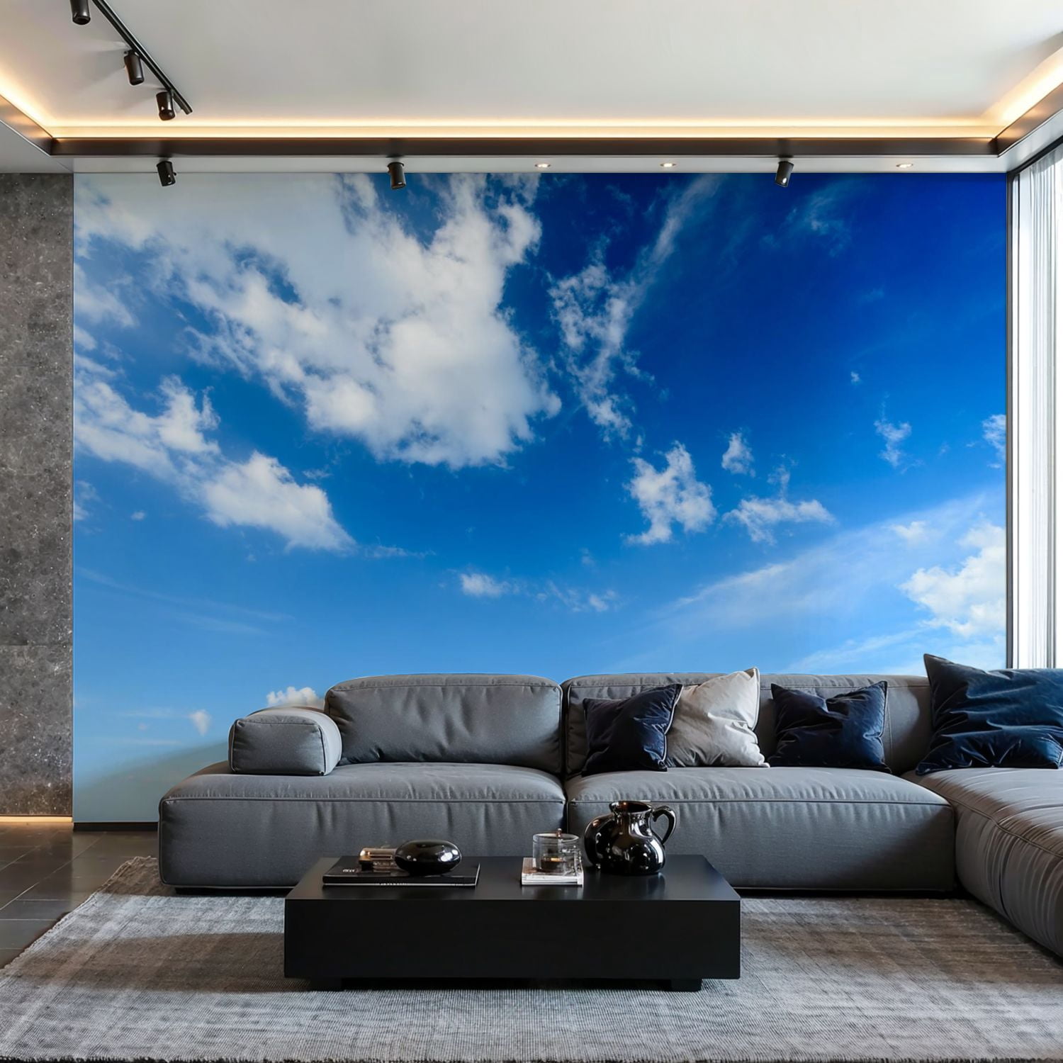 VVLUXIDECO Canvas Wall Mural Peel and Stick Large Wallpaper Blue sky ...