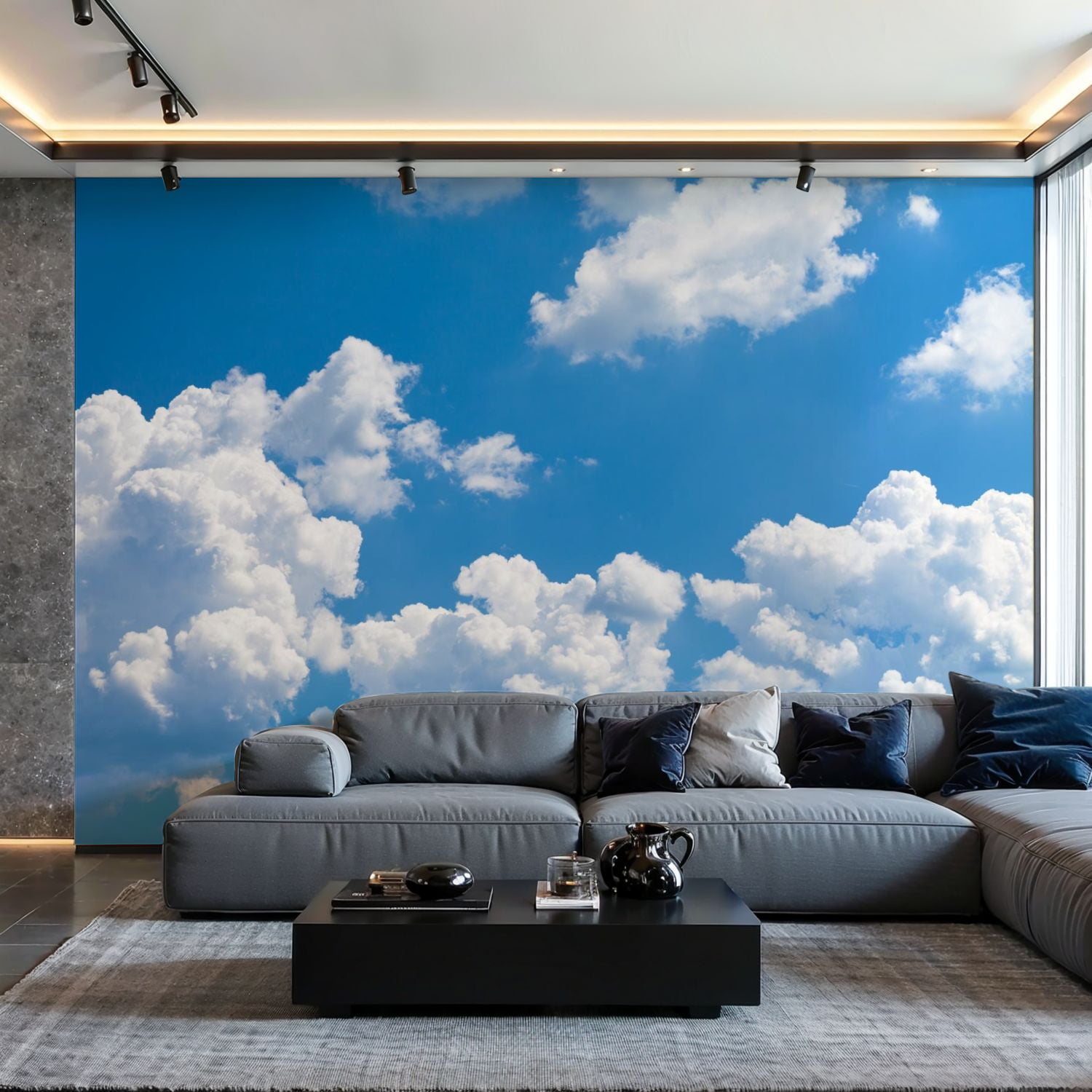 VVLUXIDECO Canvas Wall Mural Peel and Stick Large Wallpaper Clouds sky Wall Art Decor for Living ...
