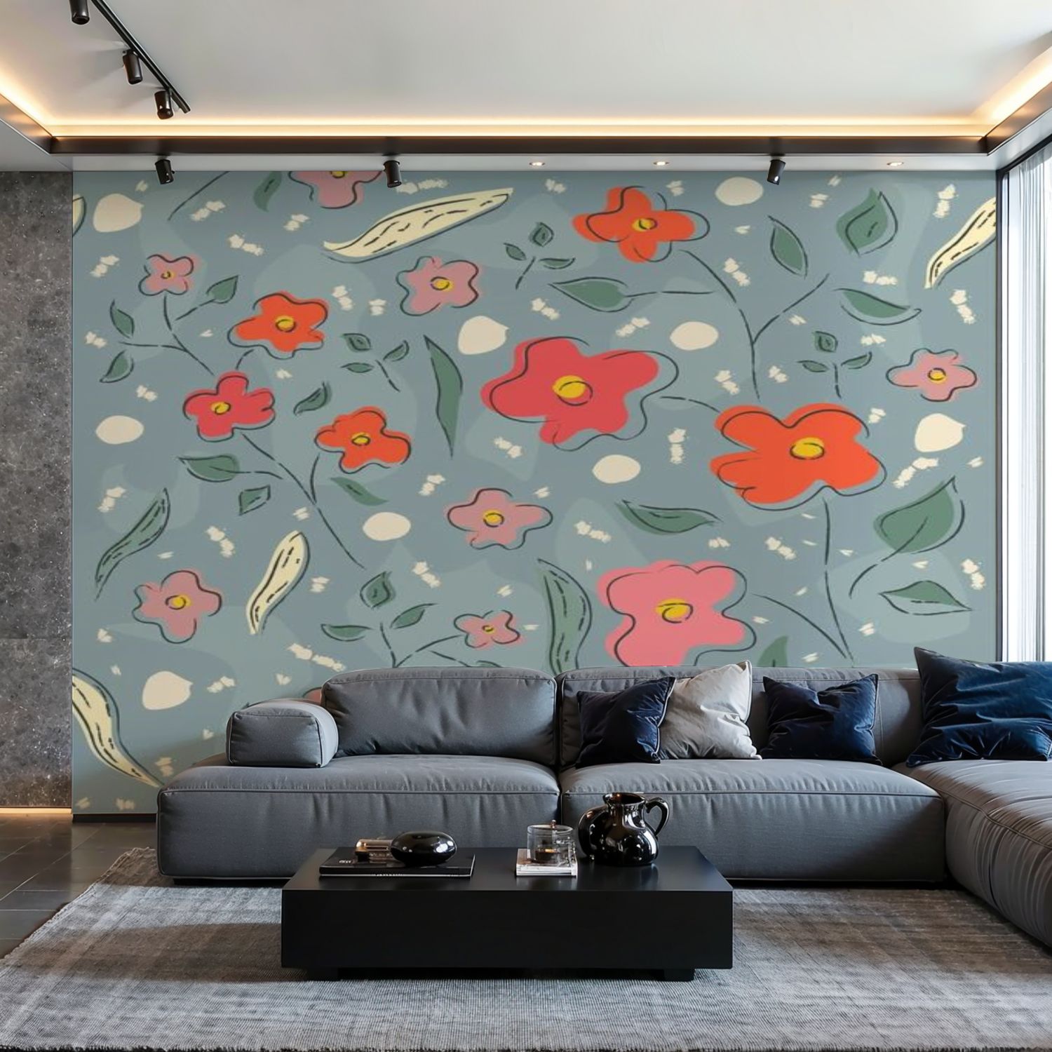 VVLUXIDECO Canvas Wall Mural Peel and Stick Large Wallpaper Floral ...