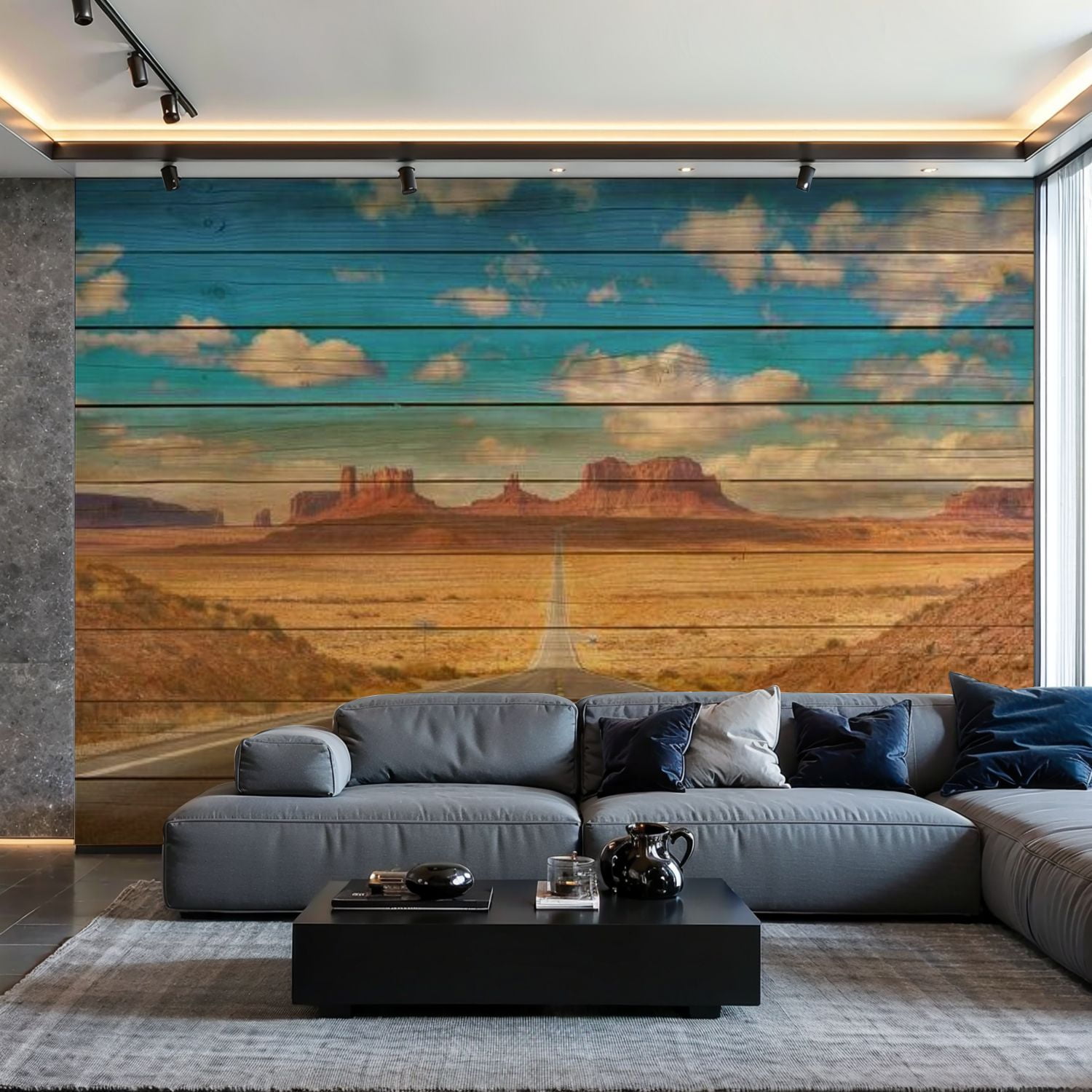 VVLUXIDECO Canvas Wall Mural Peel and Stick Large Wallpaper Long road ...