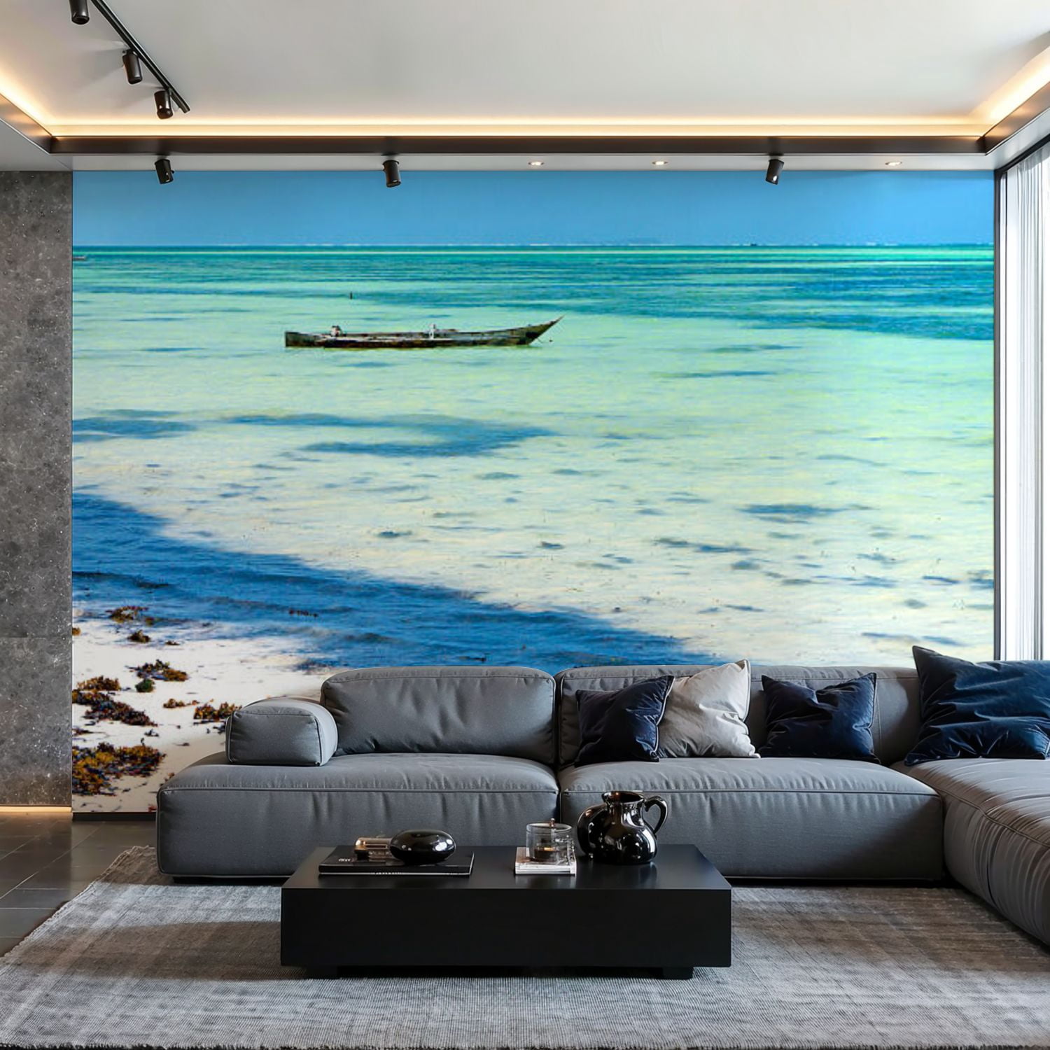 VVLUXIDECO Canvas Wall Mural Peel and Stick Large Wallpaper beach ...