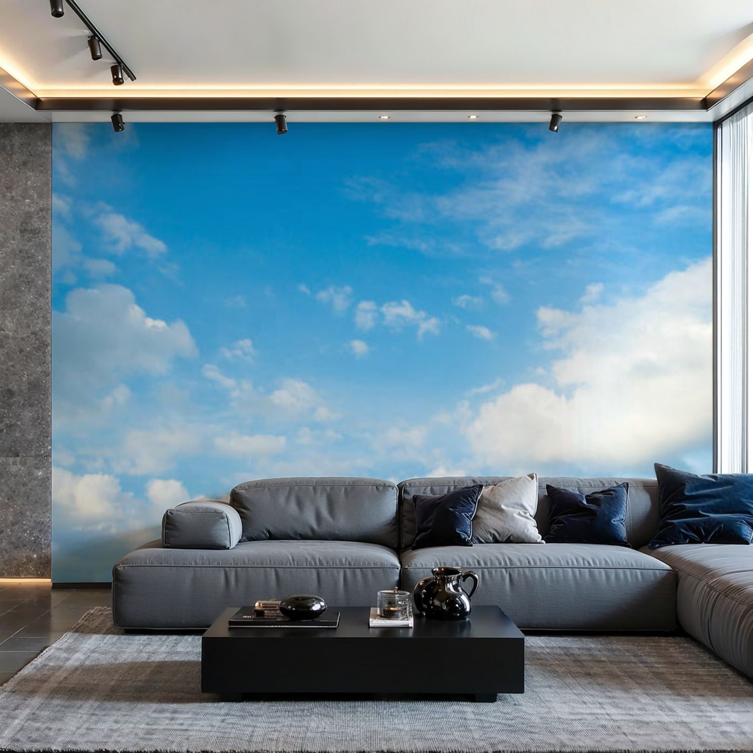 VVLUXIDECO Canvas Wall Mural Peel and Stick Large Wallpaper Blue sky ...