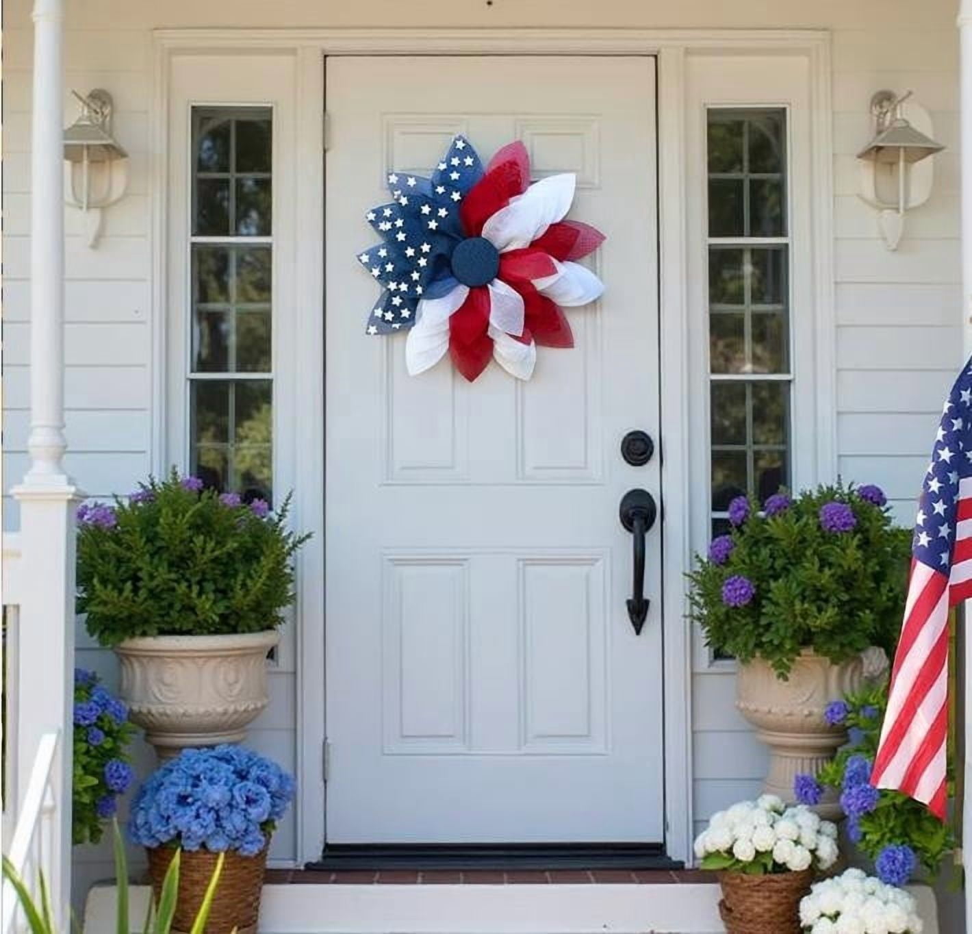 VVQ Patriotic Wreath American Flag Style, 4th Of July Front Door Home ...