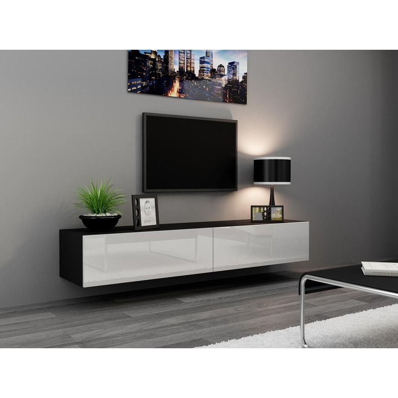 VVR Homes GOVI RTV TV Stand Black/White Glossy - Walmart.com