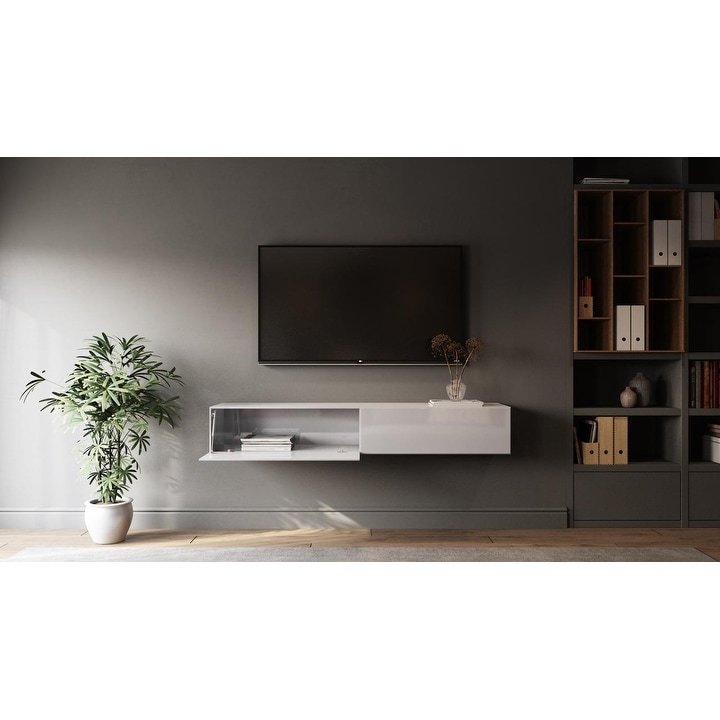 VVR Homes GOVI RTV TV Stand White Glossy - Walmart.com