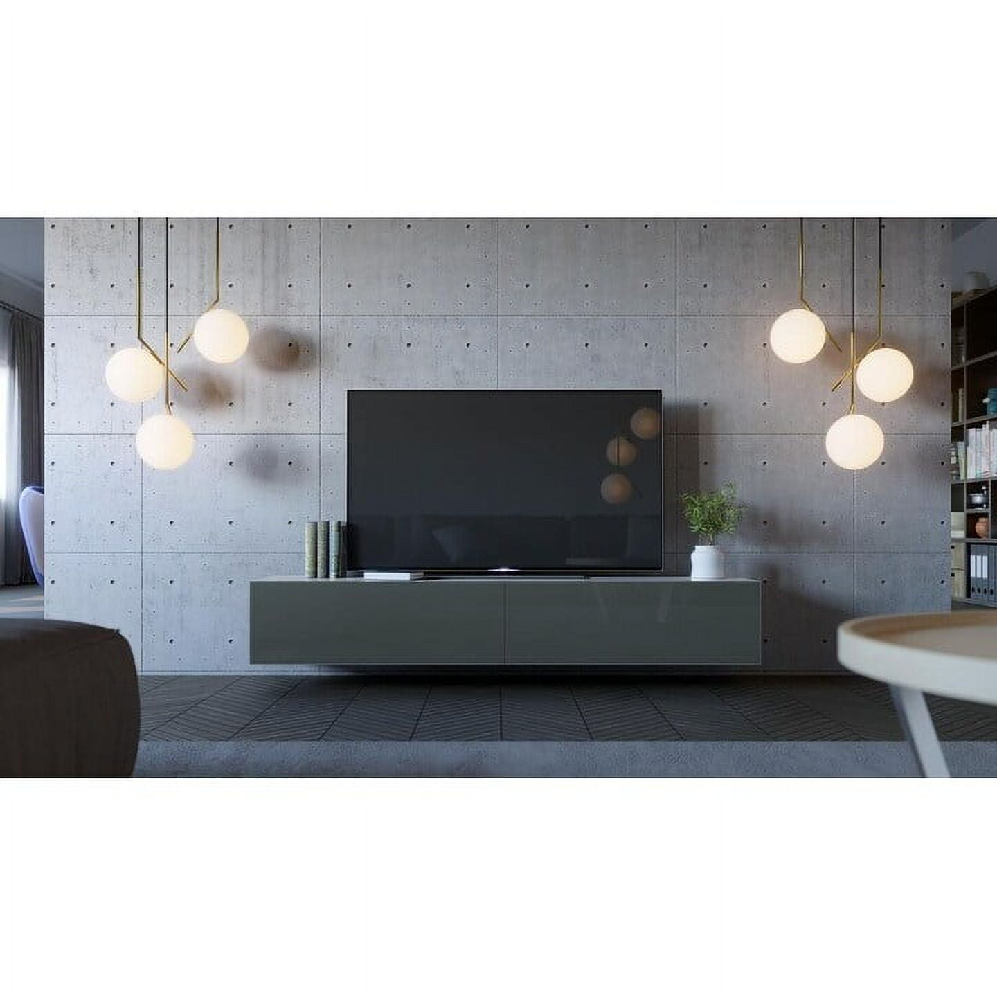 VVR Homes GOVI RTV TV Stand White/Grey Glossy - Walmart.com