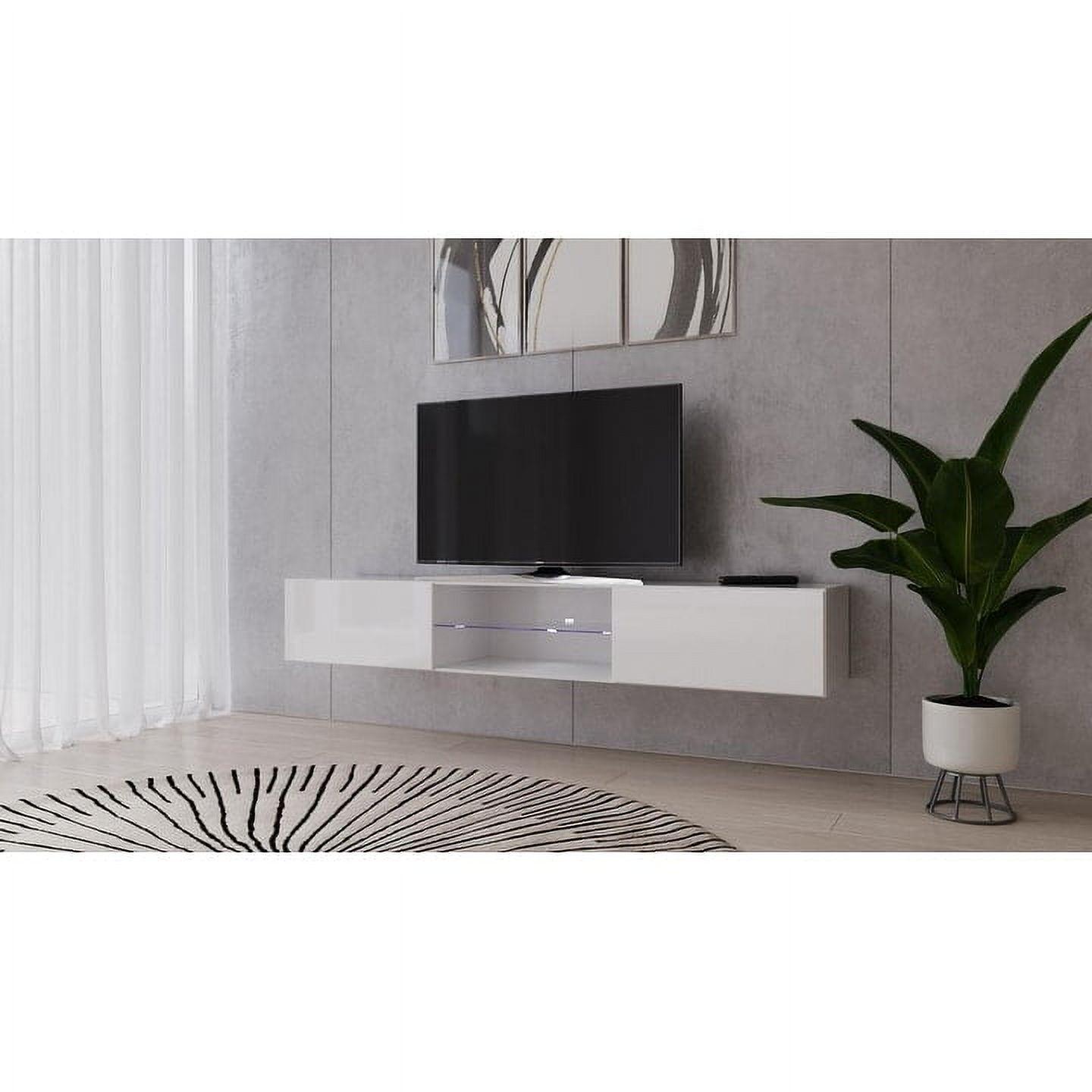 VVR Homes GOVI TV Stand White Glossy - Walmart.com