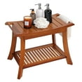 VVW Bamboo Shower Bench & Stool with Storage Shelf, Bath Benches for ...