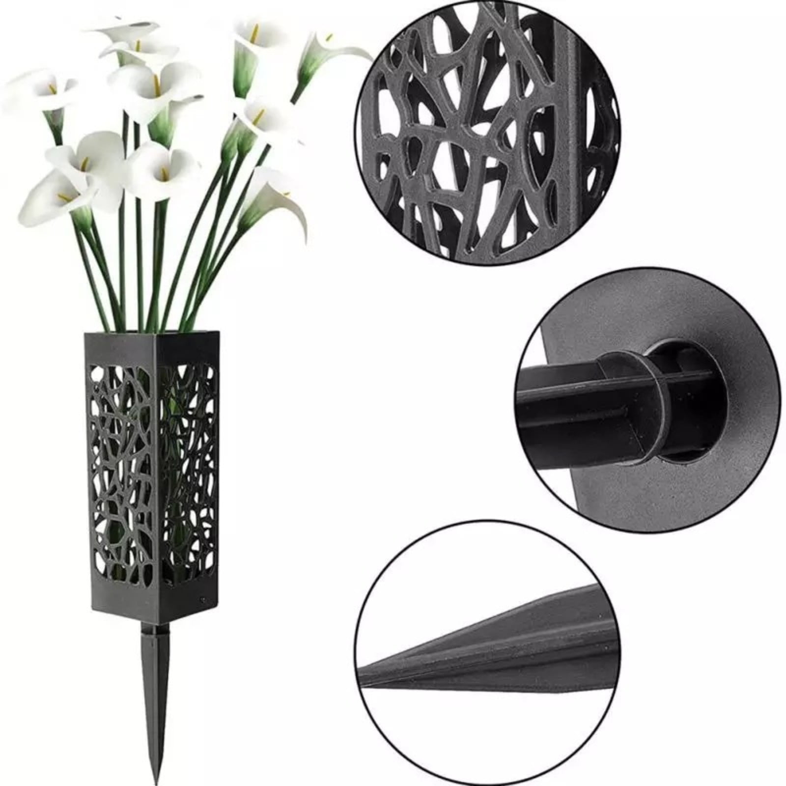 VVavEors 8 pcs Grave Vase,Memorial Floral Vase, Cemetery Grave Square ...