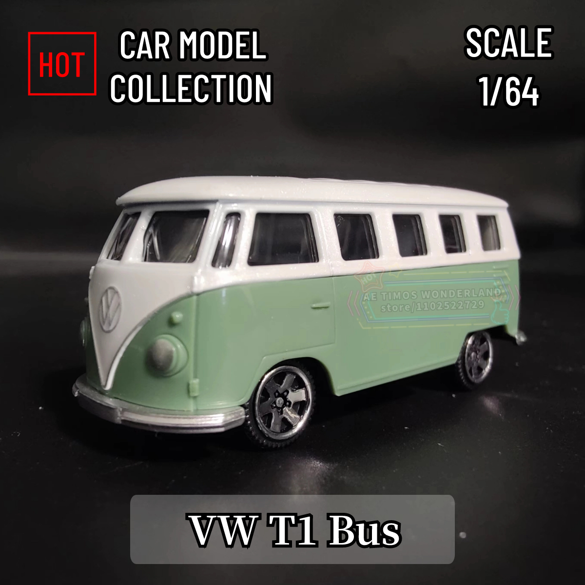 VW T1 Bus Replica 1:64 Scale Car Model Miniature Art Figure Metal ...