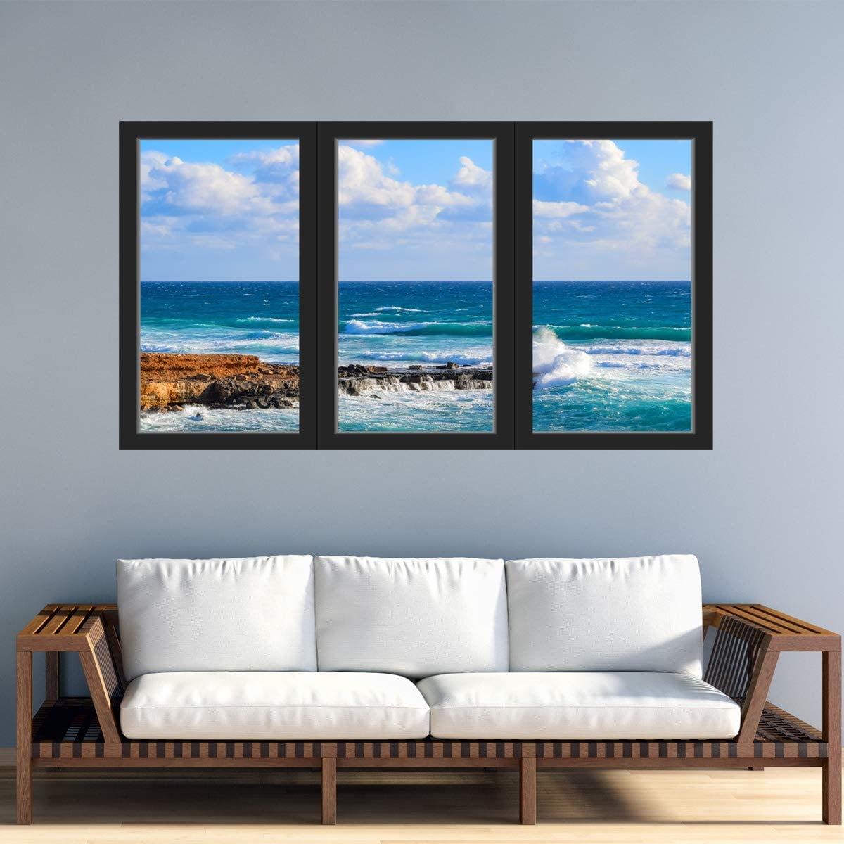 VWAQ - 3D Beach View Office Window Wall Decal Sticker Peel and Stick ...