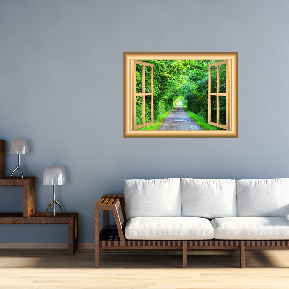 VWAQ 3D Forest Wall Decals Scenic Window Frame Mural Peel and Stick ...