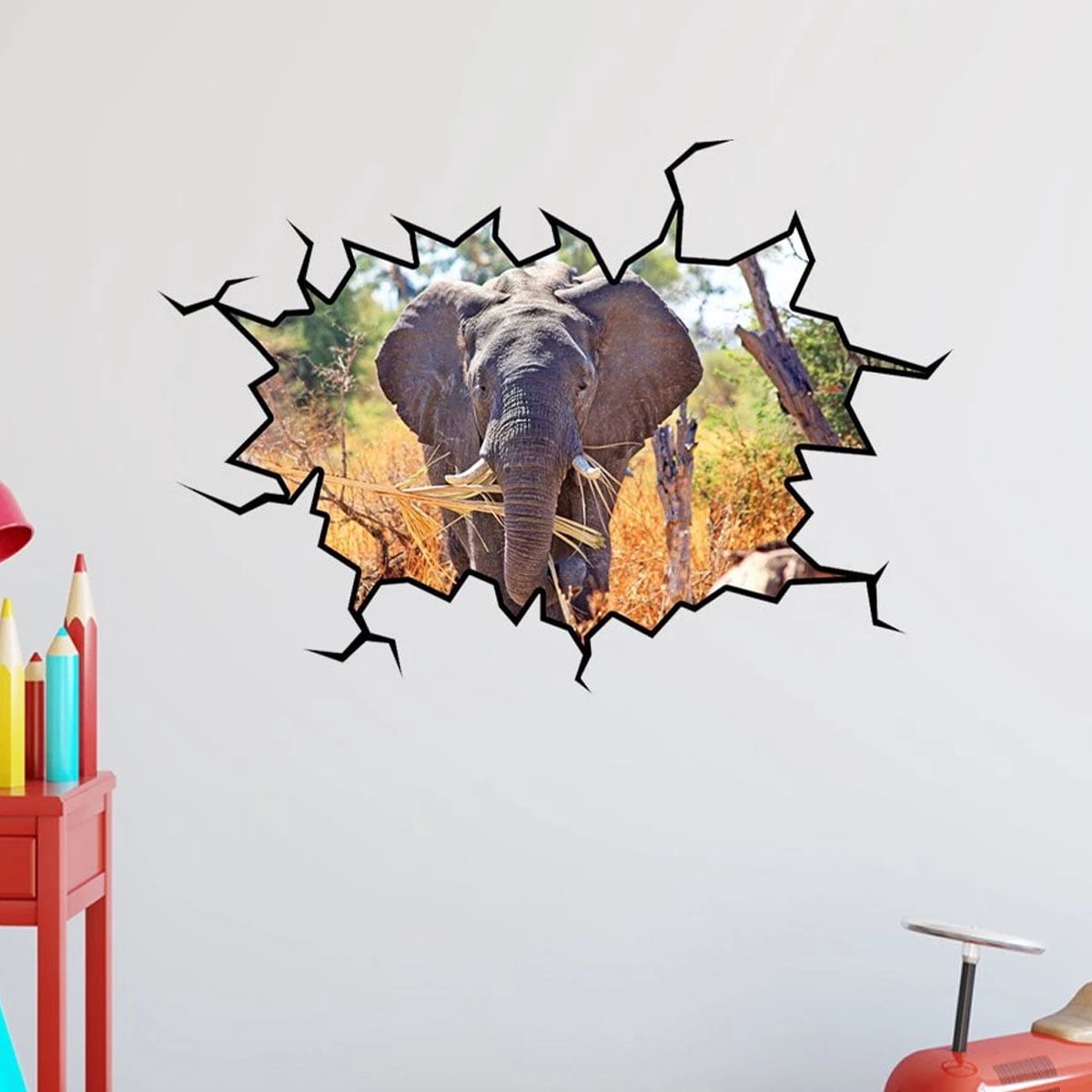 VWAQ African Elephant Wall Decal Safari Elephant Wall Sticker Mural ...