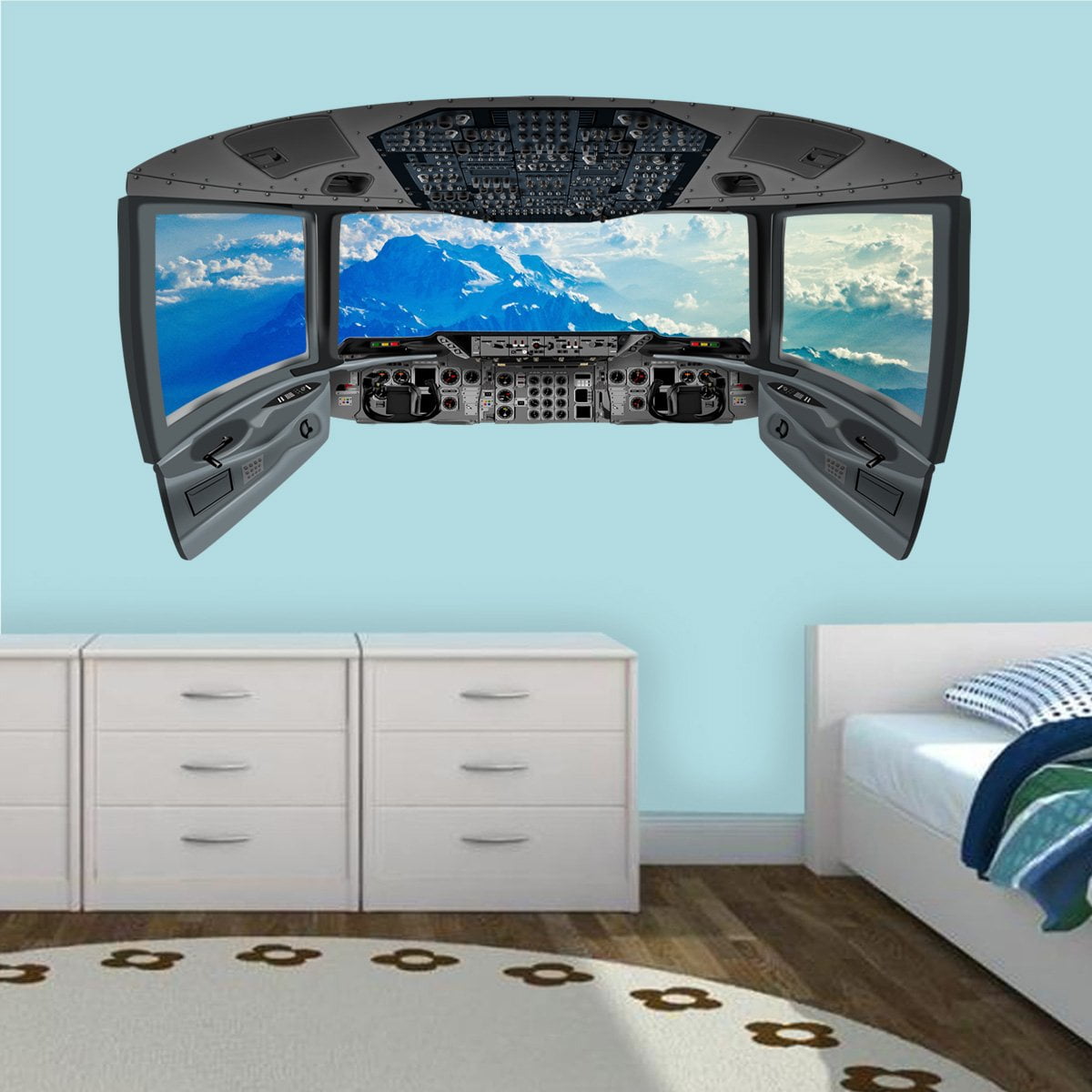 VWAQ Airplane Cockpit Wall Decal - Mountains Plane Window Sticker - CP6 ...