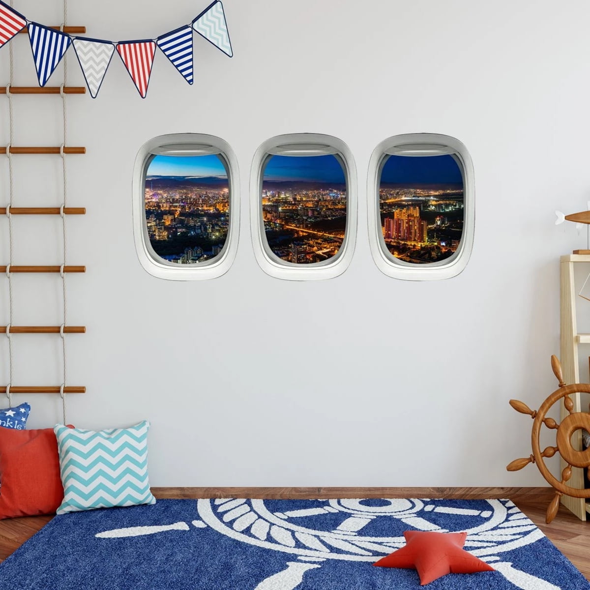 VWAQ Airplane Wall Decals For Kids Rooms - Plane Window Sticker ...