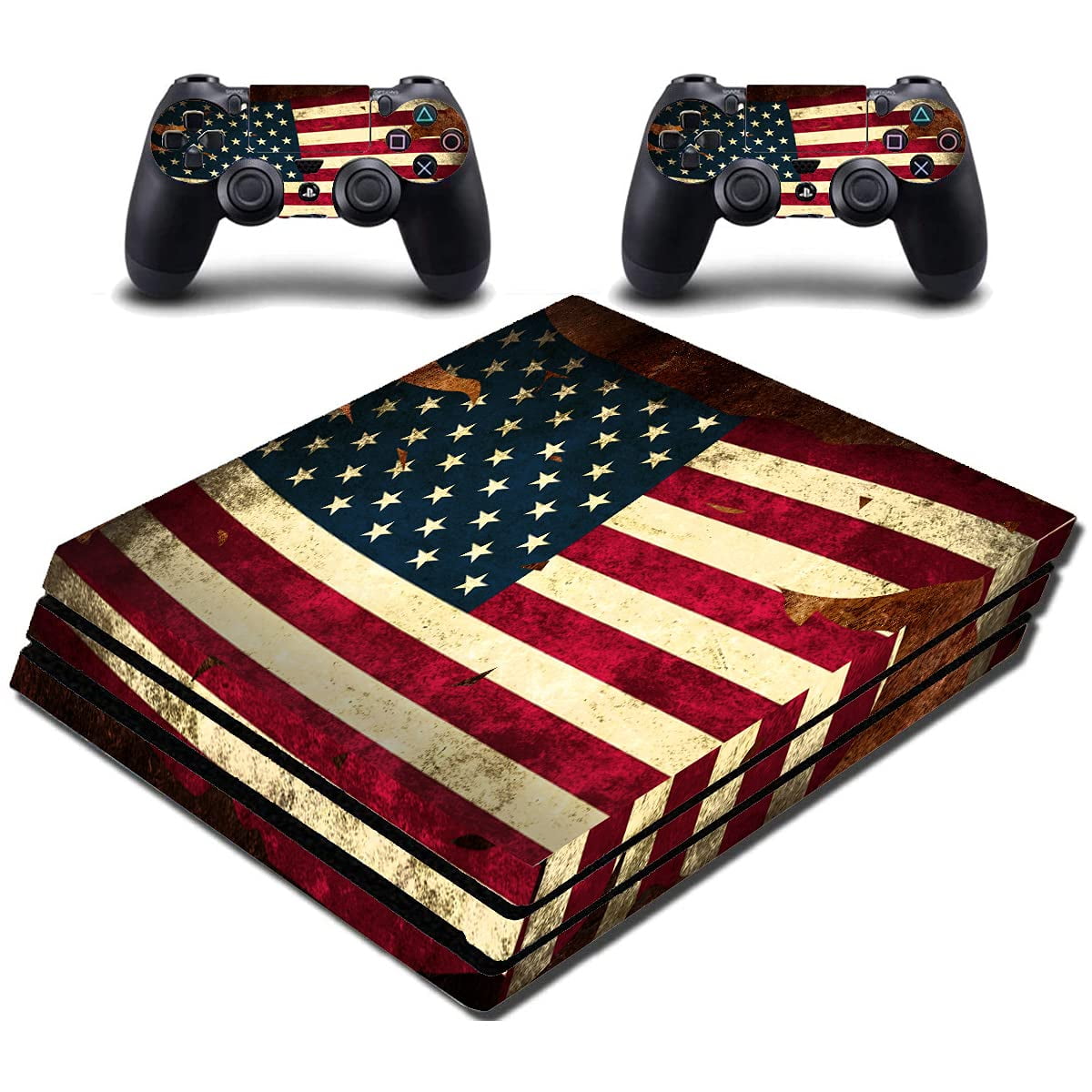 VWAQ American Flag Skin For PlayStation 4 Pro Console and Controllers ...