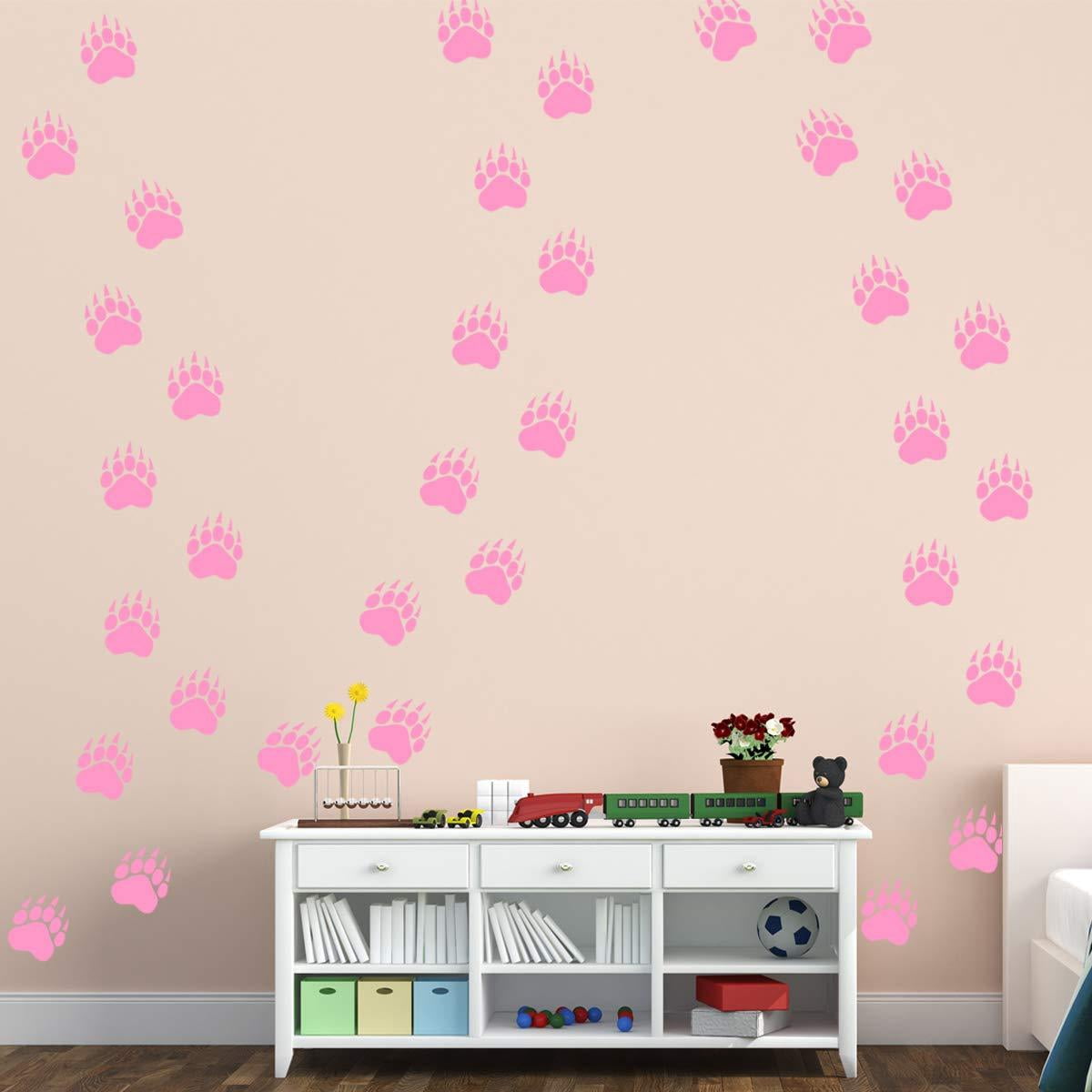 VWAQ Bear Paw Print Floor Decals - Peel and Stick Footprint Wall ...