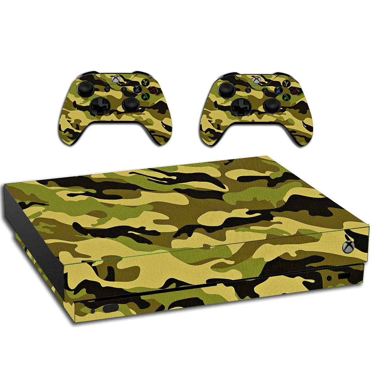 VWAQ Camo Skin For Xbox One X Woodland Camouflage Vinyl Decal Wrap ...