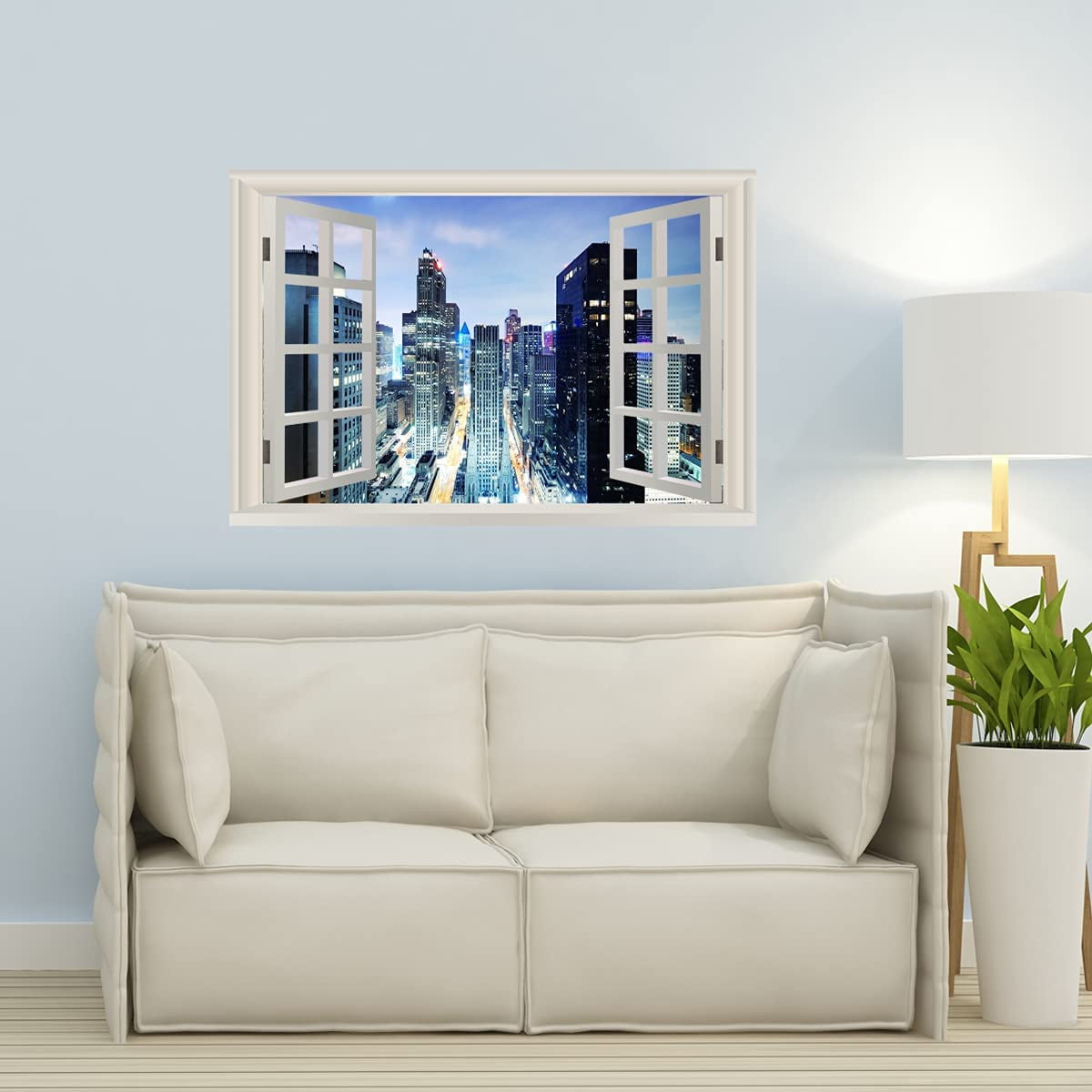 VWAQ - City Skyline Wall Sticker Office Window Decal Removable Reusable ...