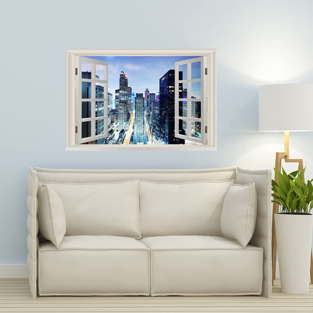 VWAQ - City Skyline Wall Sticker Office Window Decal Removable Reusable ...