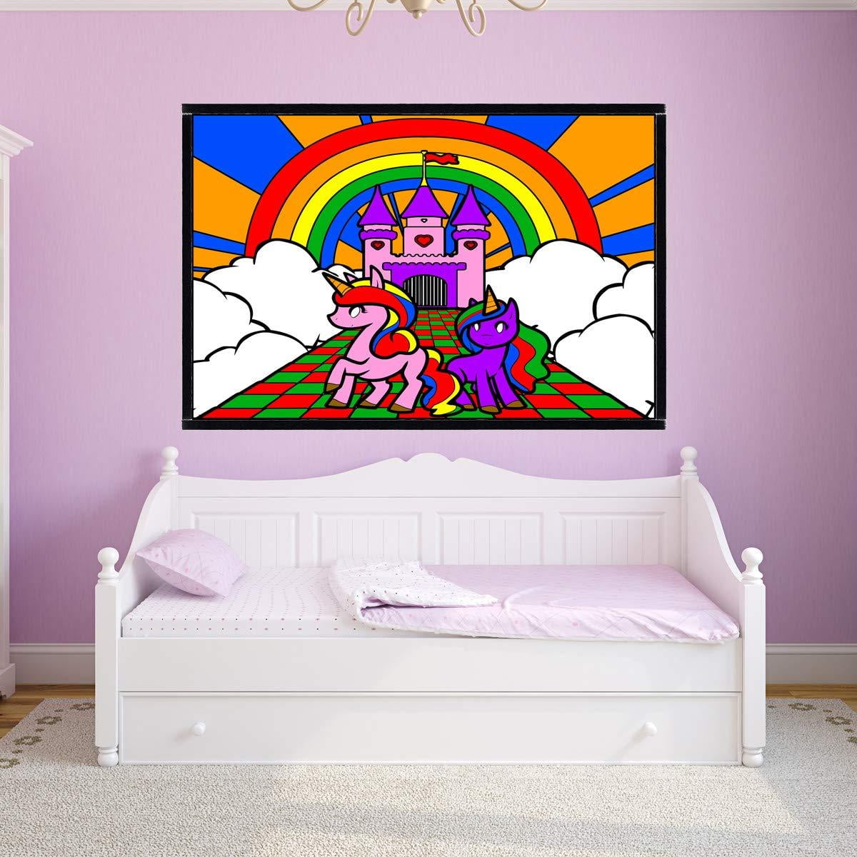 VWAQ Coloring Wall Prints - Princess Pony Castle Dry Erase Whiteboard ...