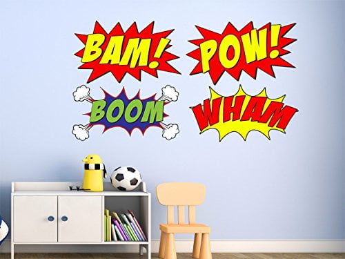 VWAQ Comic Book Set of 4 Wall Decal Sound Effects Comic Book Bam Pow ...