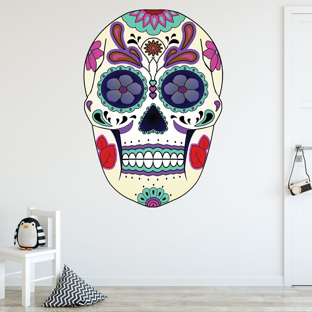 VWAQ Dia De Los Muertos Wall Decal Sugar Skull Mask Wall Sticker Mural ...