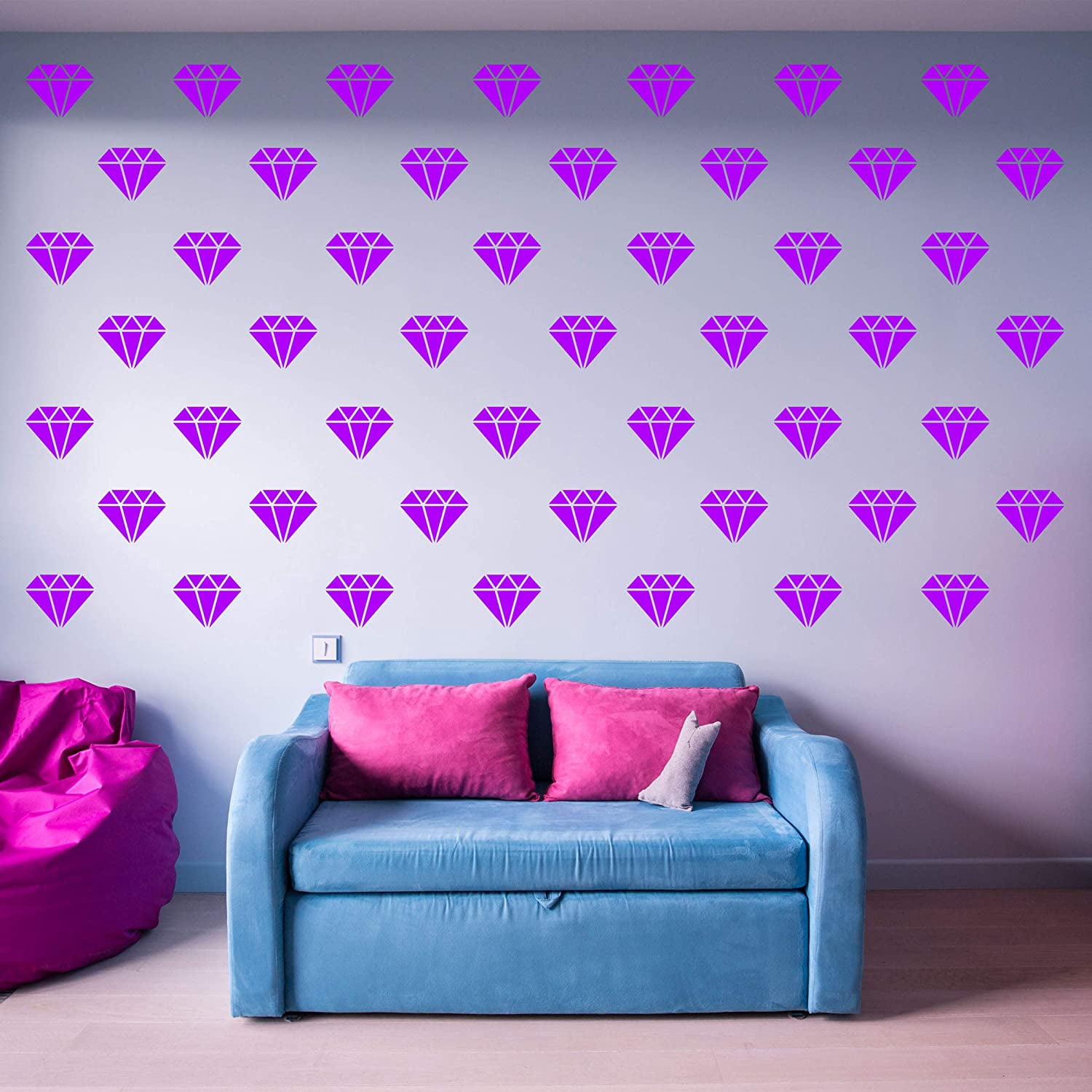 VWAQ Diamond Wall Stickers Patterns Decor Shapes Vinyl Decals - V2 49 ...