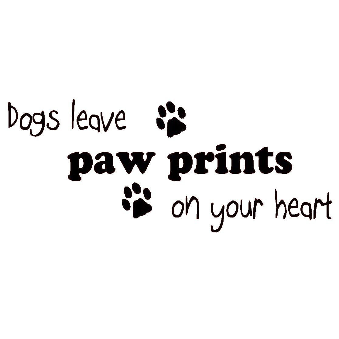 VWAQ Dogs Leave Paw Prints on Your Heart Wall Decal Pet Decor Home Wall ...