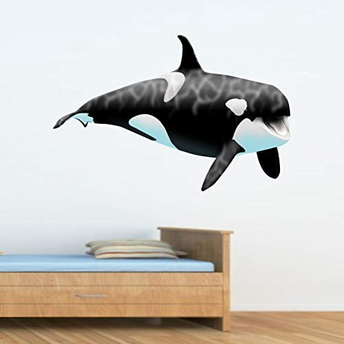 VWAQ Giant Orca Whale Wall Decal Peel and Stick Killer Whale Ocean Wall ...