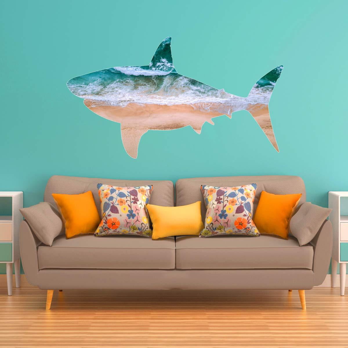 VWAQ Great White Shark Wall Art Decal - Ocean Wall Sticker Sea Theme ...
