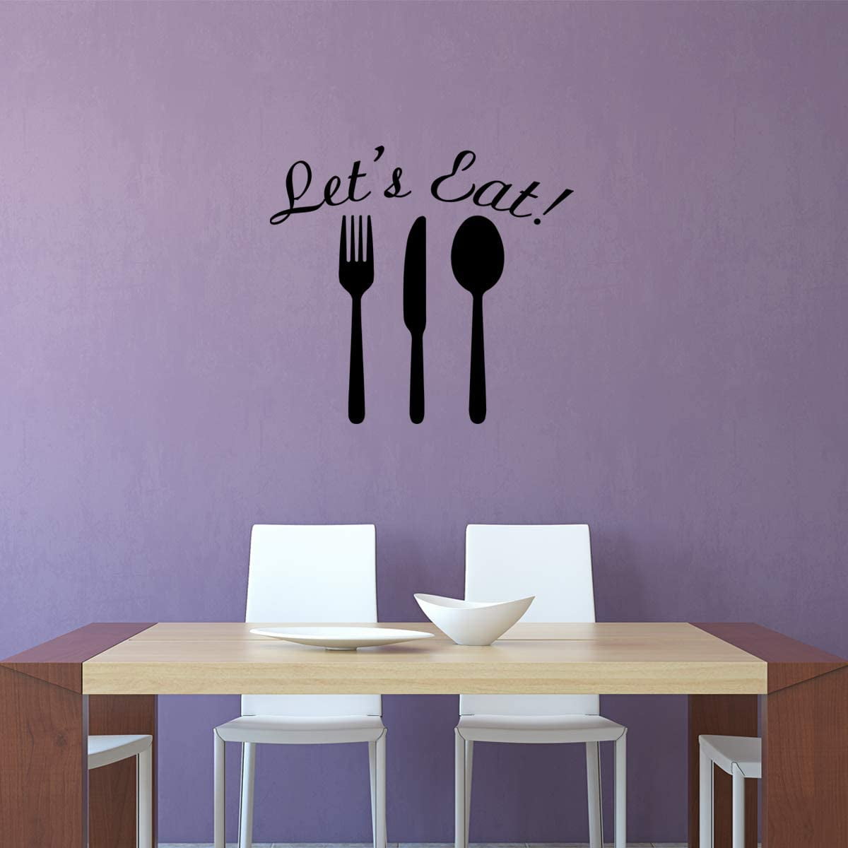 VWAQ Let's Eat Dining Room Wall Decals Kitchen Sayings Vinyl Letters ...