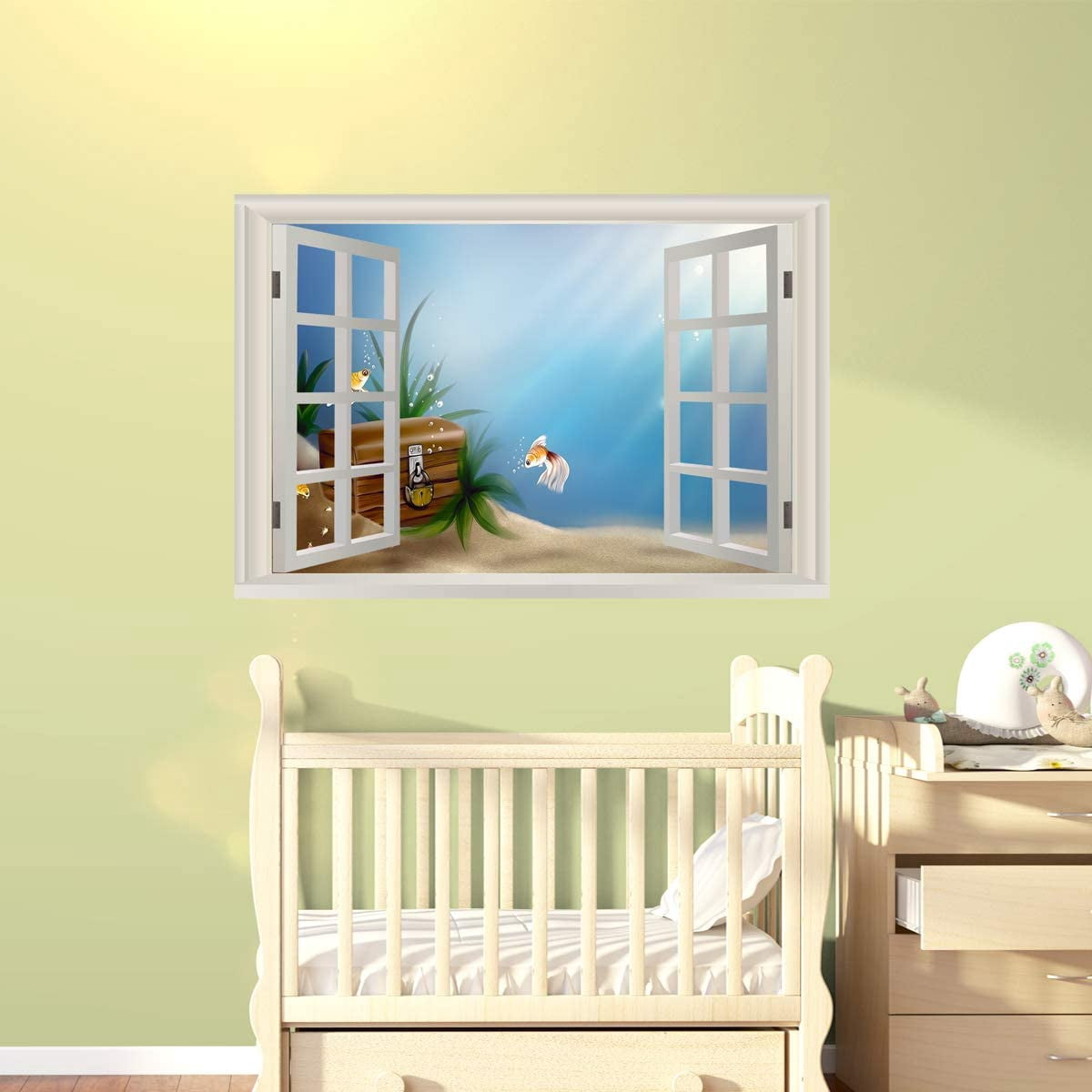 VWAQ - Nursery Ocean Window Decal Underwater Wall Stickers Kids Peel ...