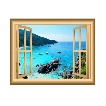 VWAQ Vinyl Nature Window Wall Decal - Grassy Field Scenic Mural Wall ...