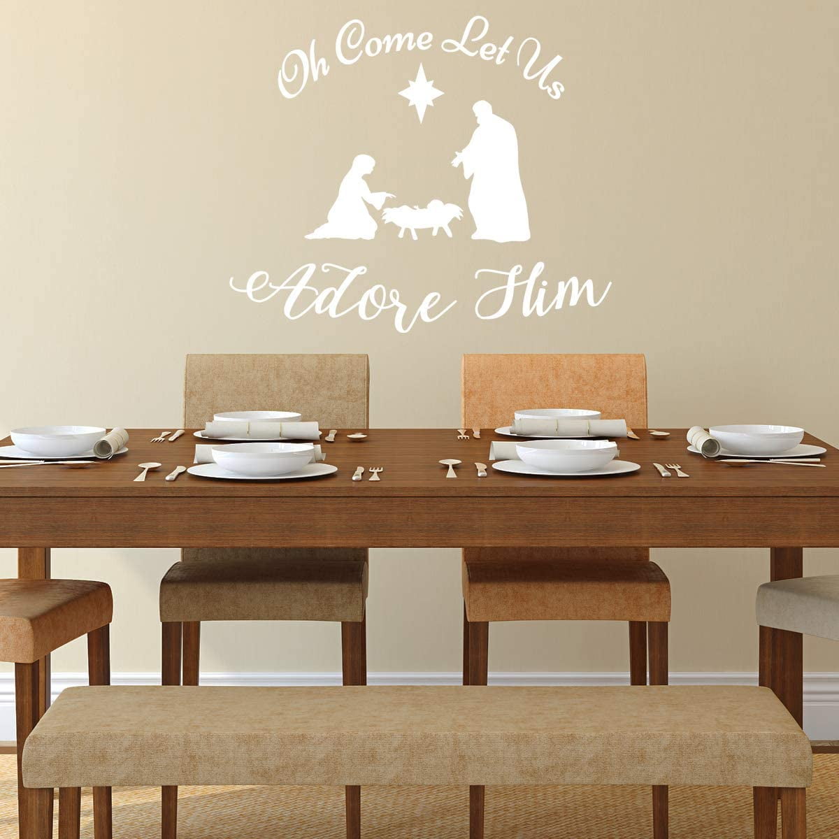 VWAQ Oh Come Let Us Adore Him Nativity Scene Wall Decal - Walmart.com