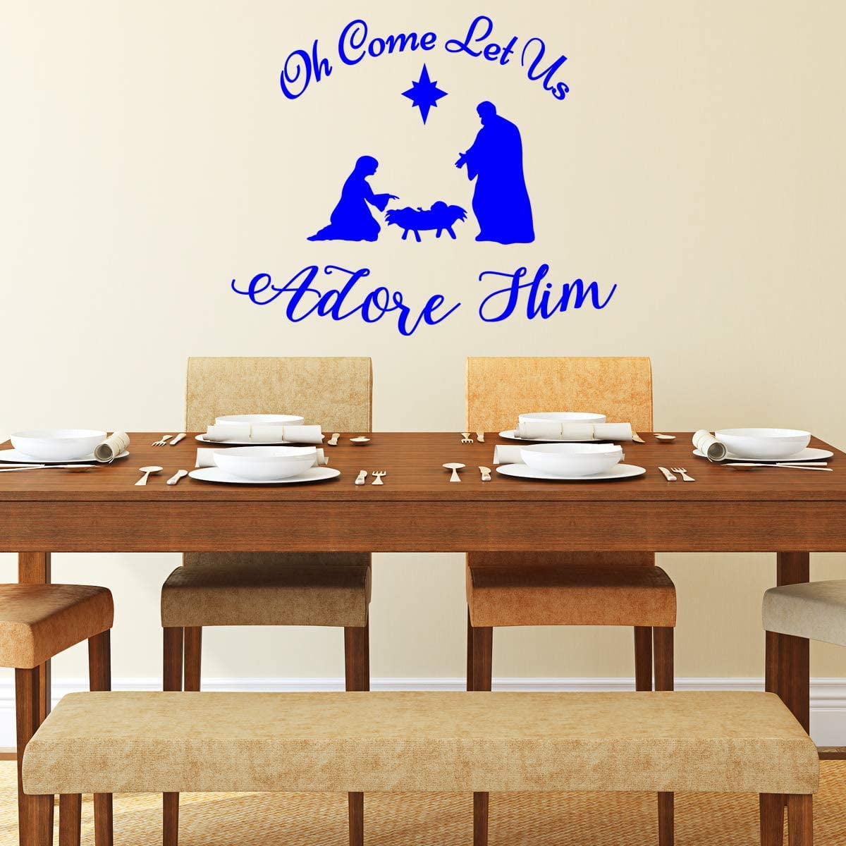 VWAQ Oh Come Let Us Adore Him Nativity Scene Wall Decal - Walmart.com