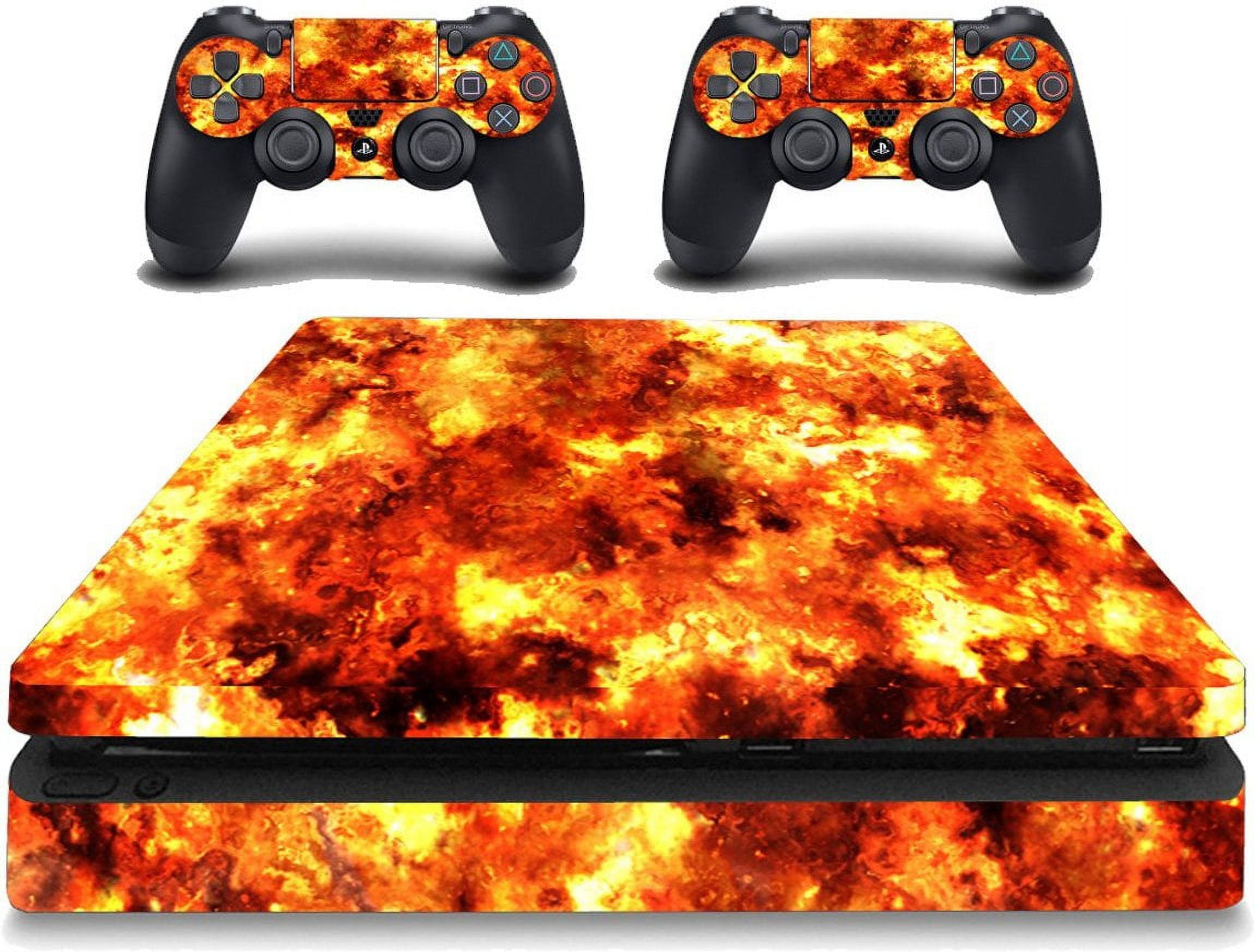 VWAQ PS4 Slim Flame Decal Sticker Playstation 4 Slim Console Fire Skin ...