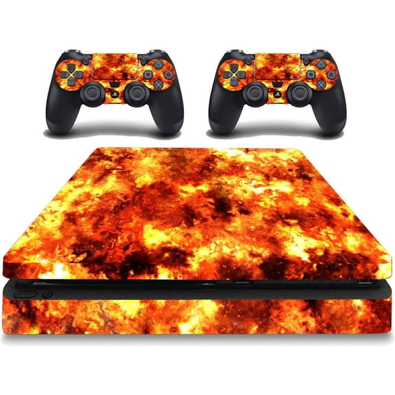 VWAQ PS4 Slim Flame Decal Sticker Playstation 4 Slim Console Fire Skin ...
