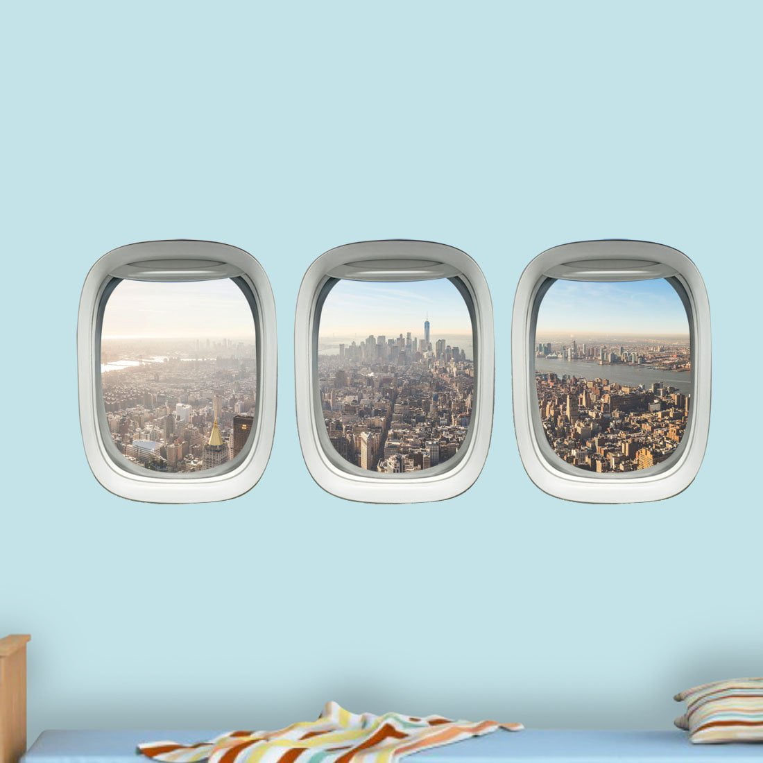 VWAQ Plane Window Sticker - Aviation Window Decal City Skyline Wall ...