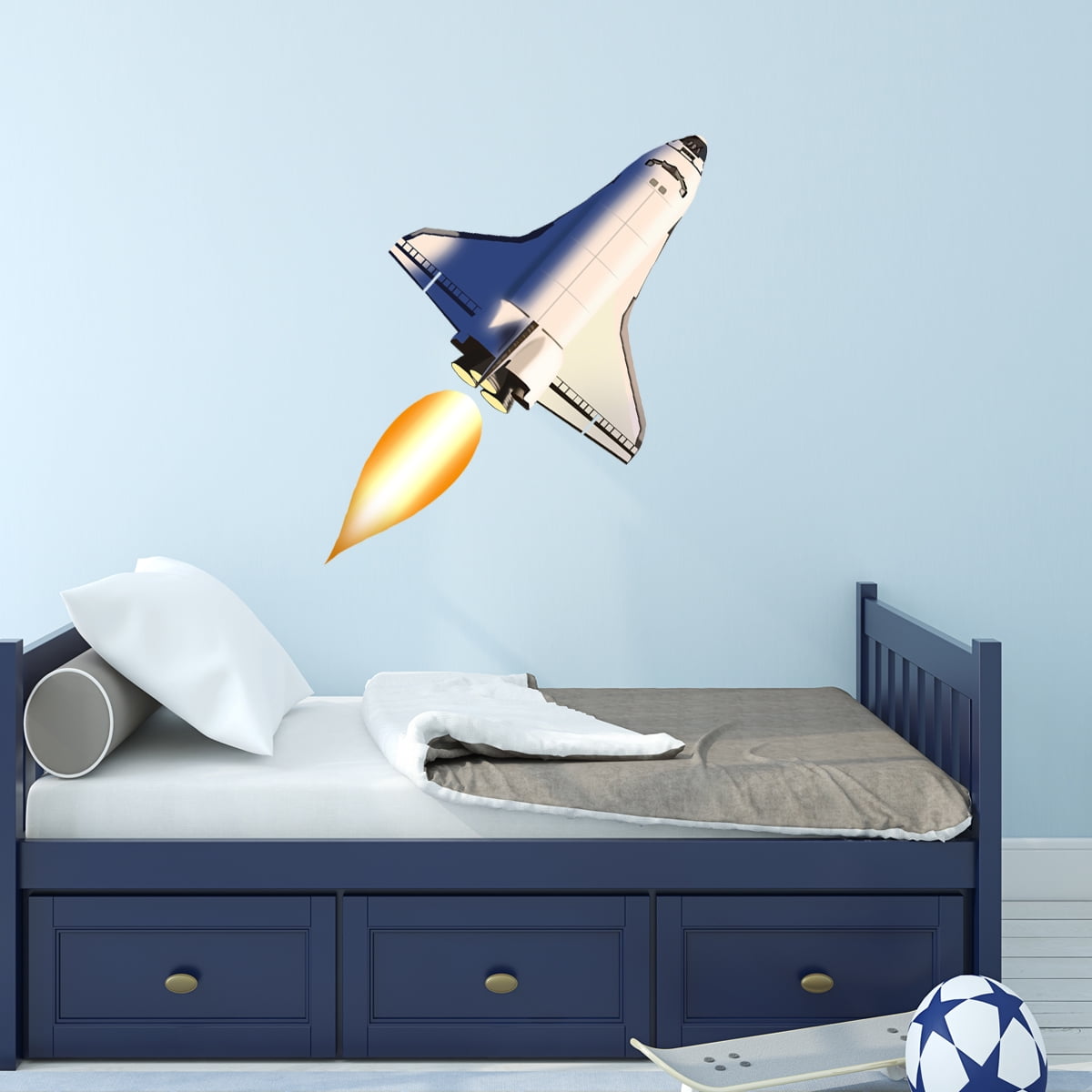 VWAQ Rocket Ship Wall Decal - Spaceship Stickers for Kids Walls Peel ...